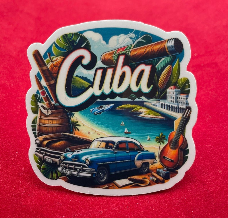 Cuba Travel Sticker // Cuban Decal for Suitcase, Laptop, Car or Water ...