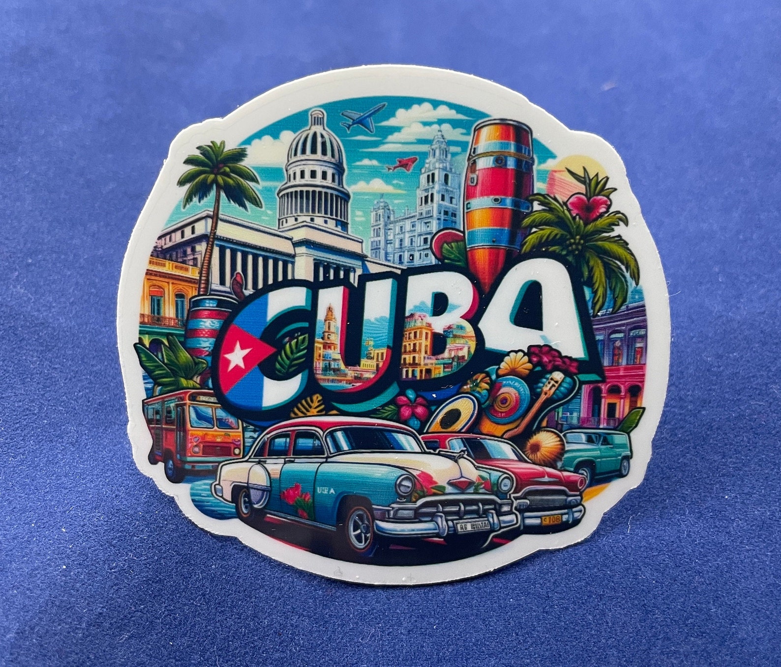 Cuba Travel Sticker // Cuban Decal for Suitcase, Laptop, Car or Water ...
