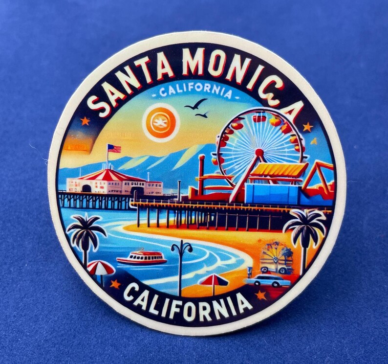 Santa Monica ,california, Stickers, Weatherproof Sticker, Travel ...