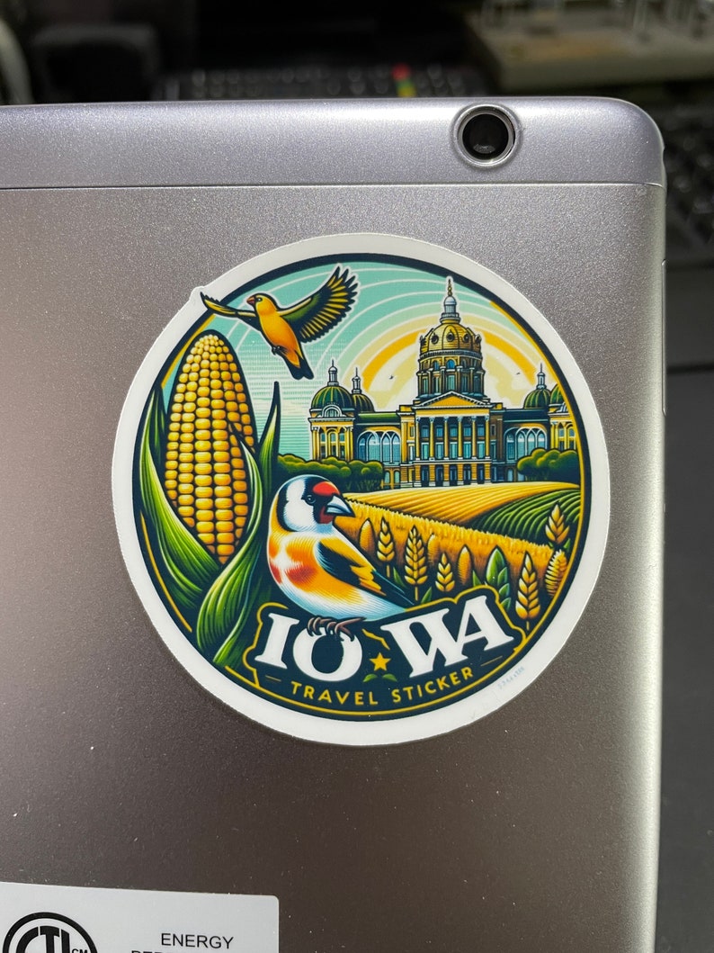 Iowa, Stickers, Weatherproof Sticker, Travel Journal, Suitcase Sticker ...