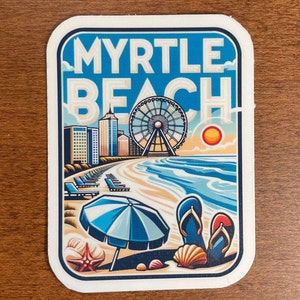 Myrtle Beach | Myrtle Beach Travel | Waterproof Sticker | Vintage ...