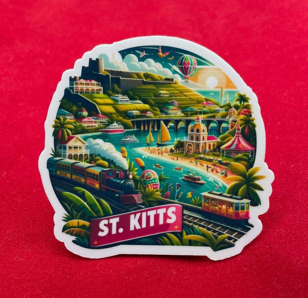 St. Kitts, Stickers, Weatherproof Sticker, Travel Journal, Suitcase ...