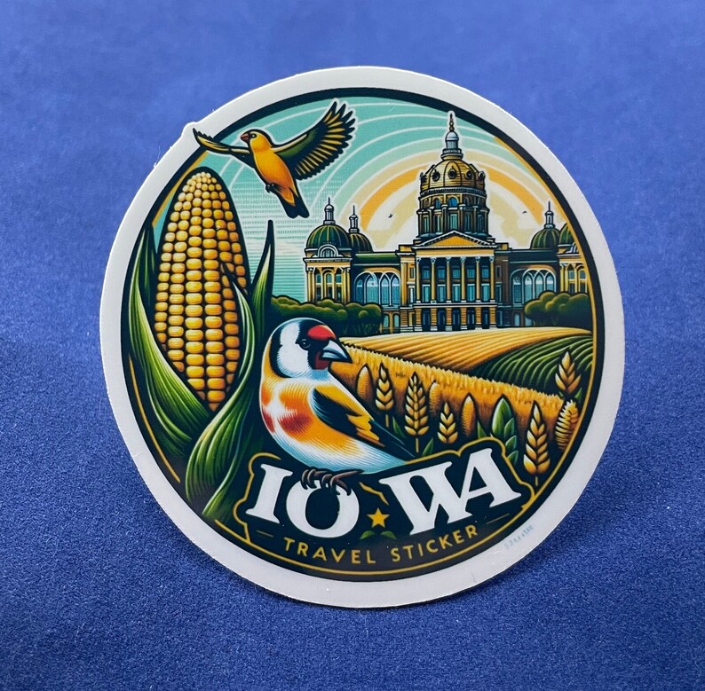 Iowa, Stickers, Weatherproof Sticker, Travel Journal, Suitcase Sticker ...
