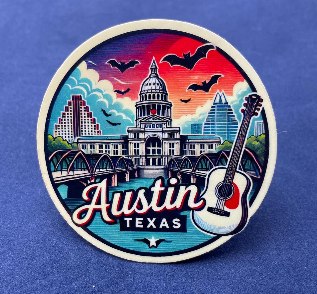 Austin, Texas, Stickers, Weatherproof Sticker, Travel Journal, Suitcase ...