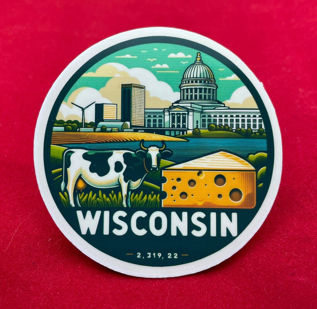 Wisconsin, Stickers, Weatherproof Sticker, Travel Journal, Suitcase ...