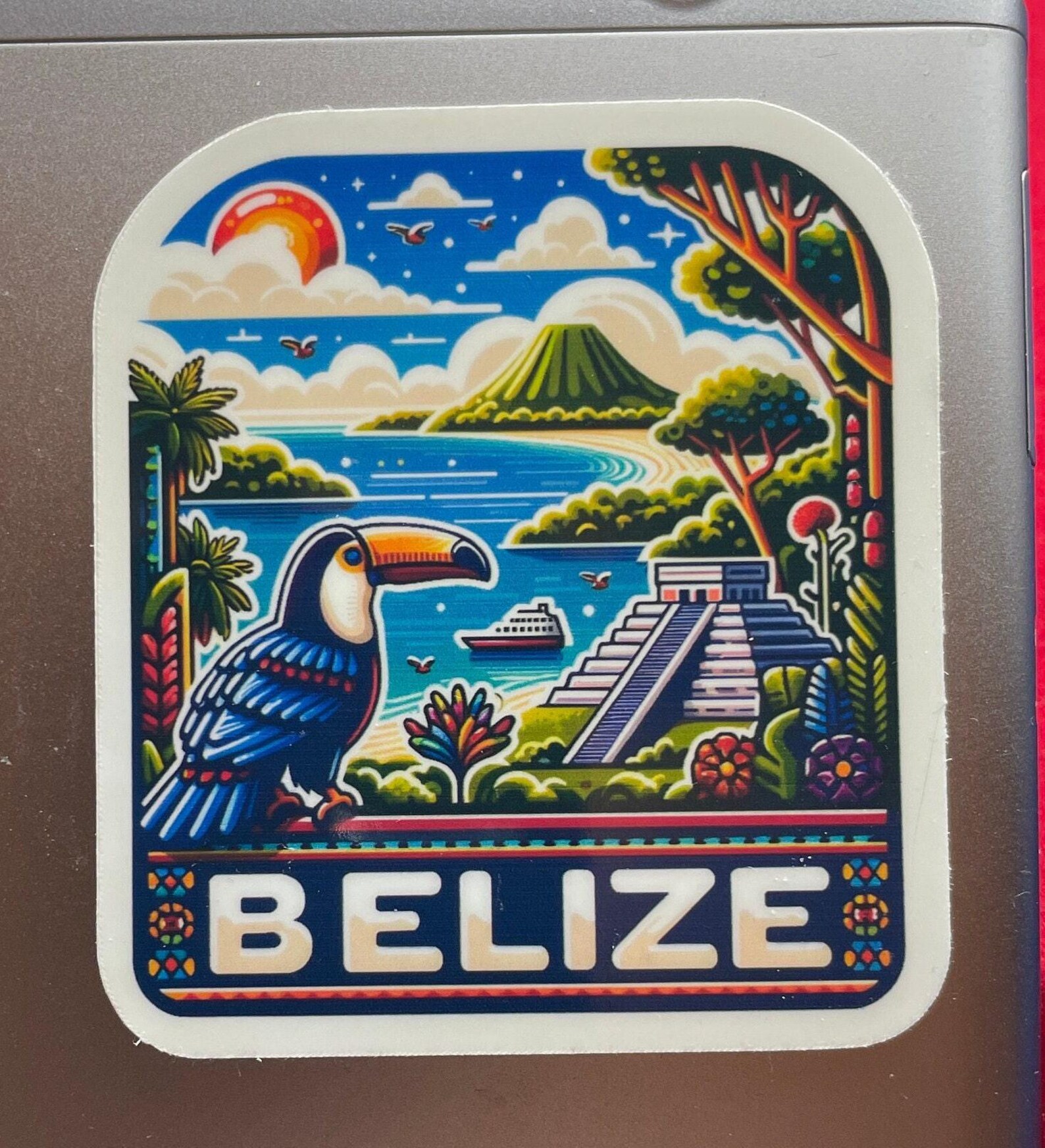 Belize Travel Sticker, Toucan, Mayan Ruins, Weatherproof Vinyl - Etsy