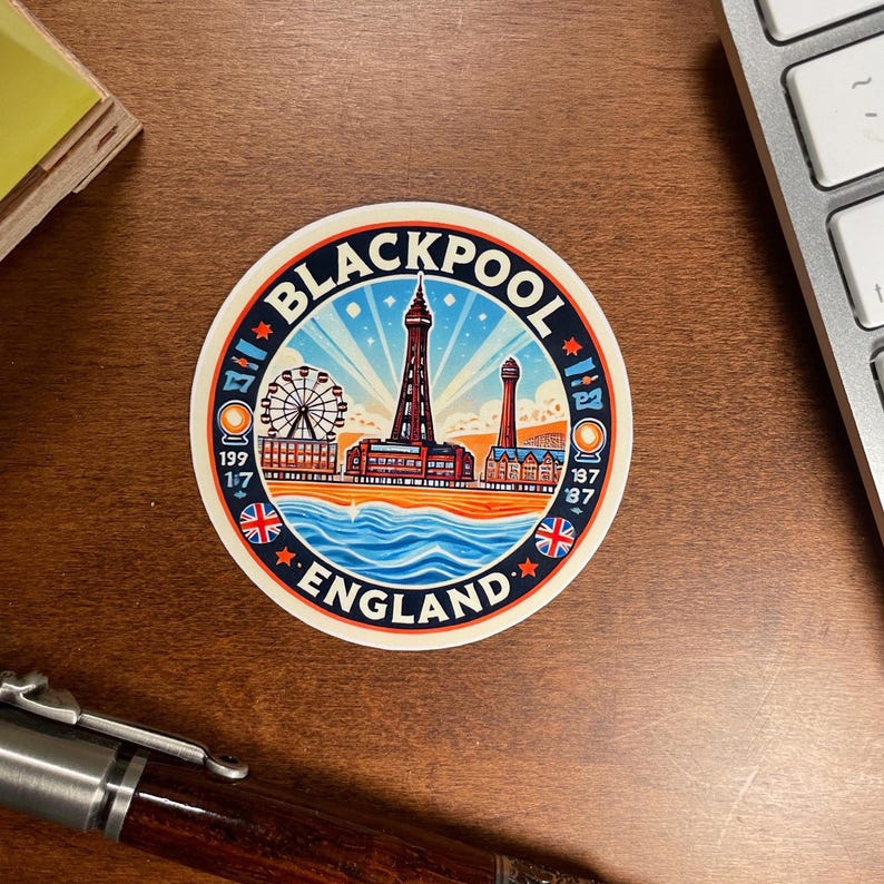 Blackpool, England, Stickers, Weatherproof Sticker, Travel Journal ...