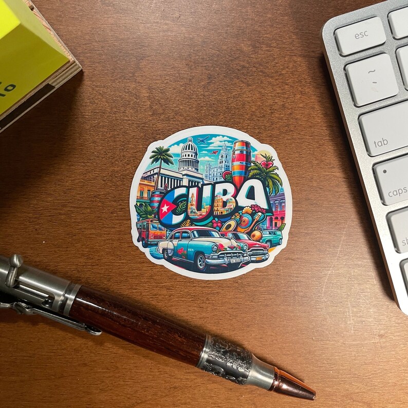 Cuba Travel Sticker // Cuban Decal for Suitcase, Laptop, Car or Water ...