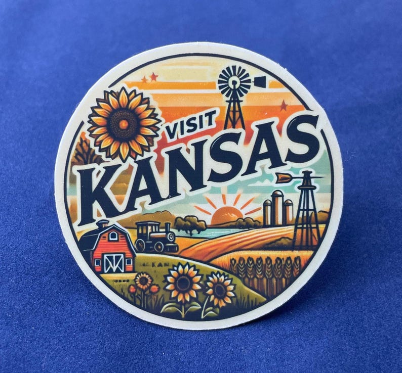 Kansas, Stickers, Weatherproof Sticker, Travel Journal, Suitcase ...