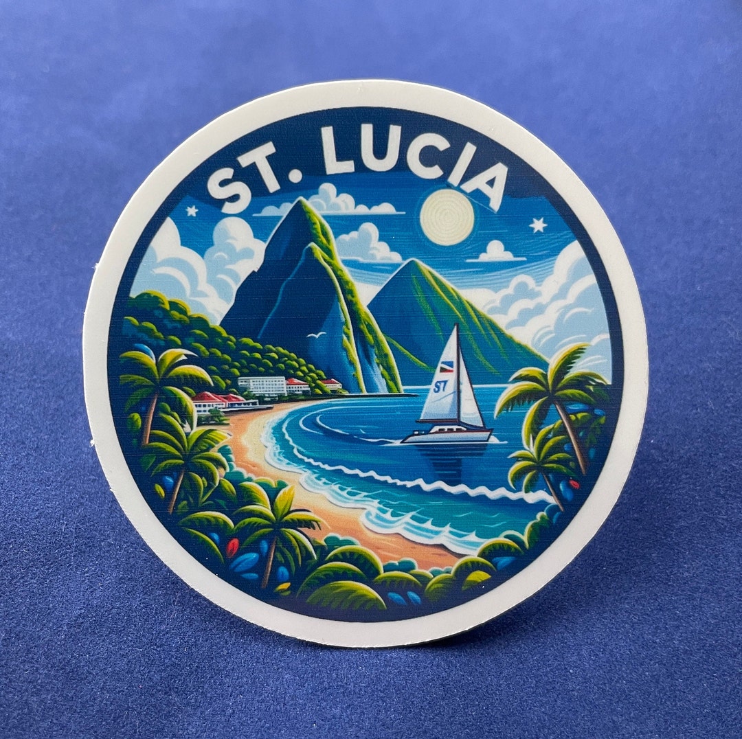 St. Lucia, Stickers, Waterproof Sticker, Travel Journal, Suitcase ...
