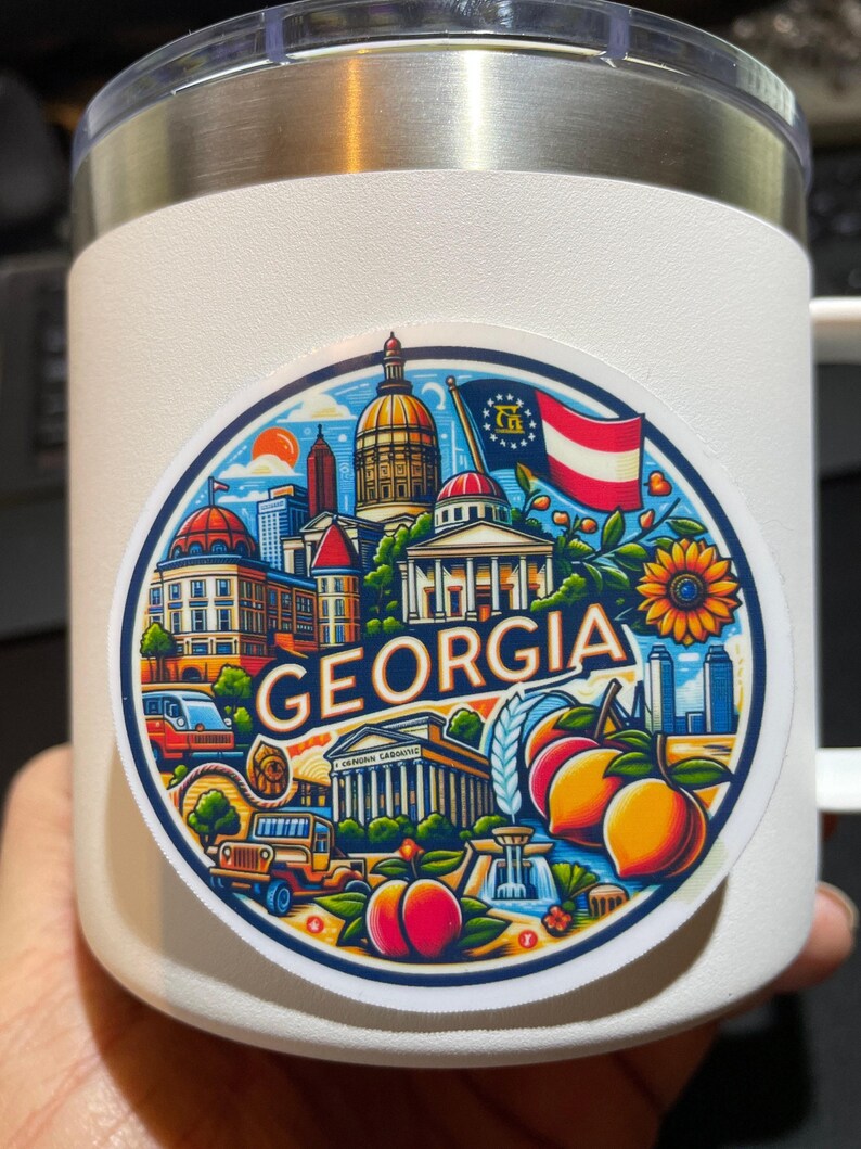 Georgia Travel Sticker, Peach State Souvenir, Weatherproof Vinyl - Etsy
