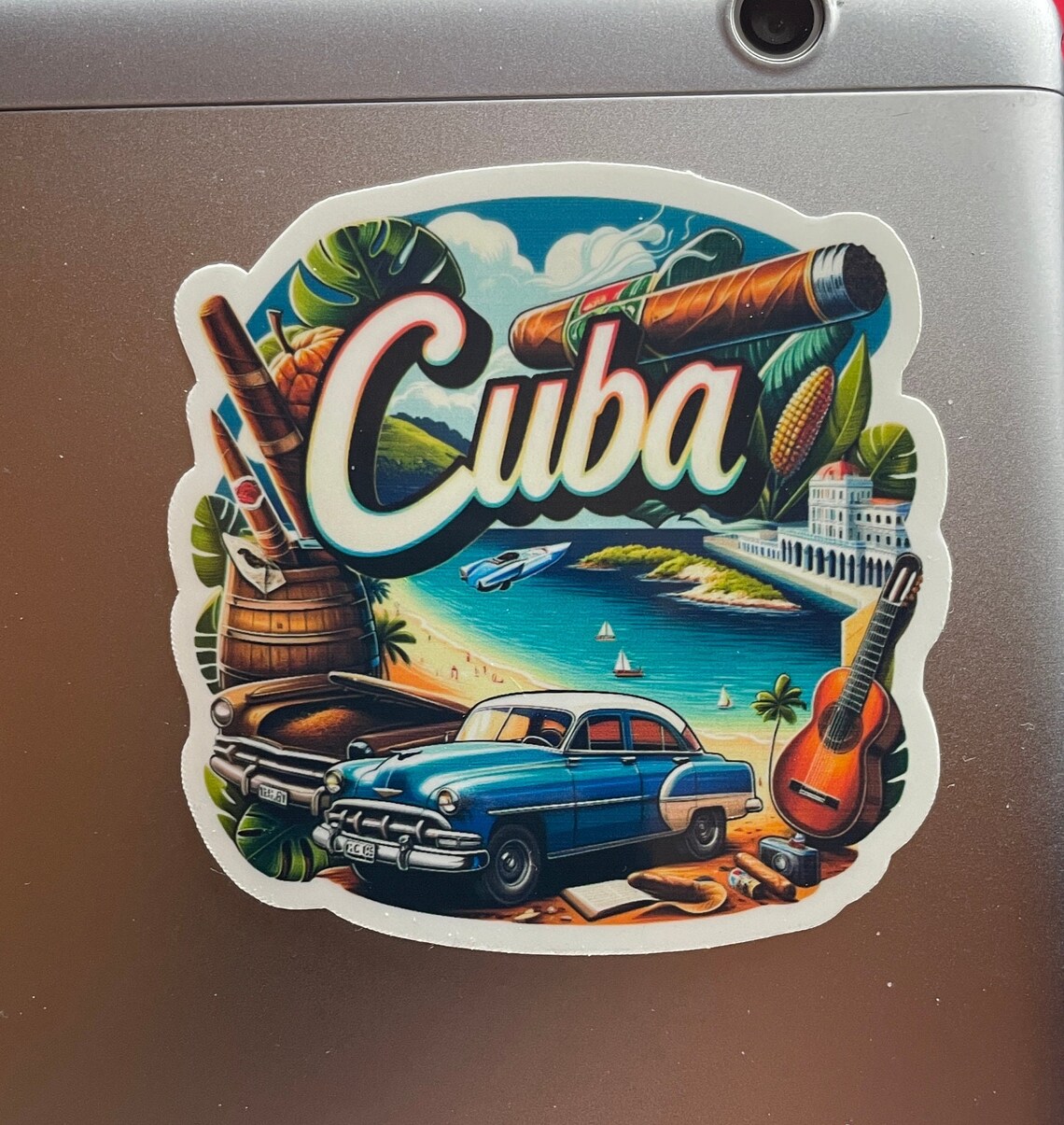 Cuba Travel Sticker // Cuban Decal for Suitcase, Laptop, Car or Water ...