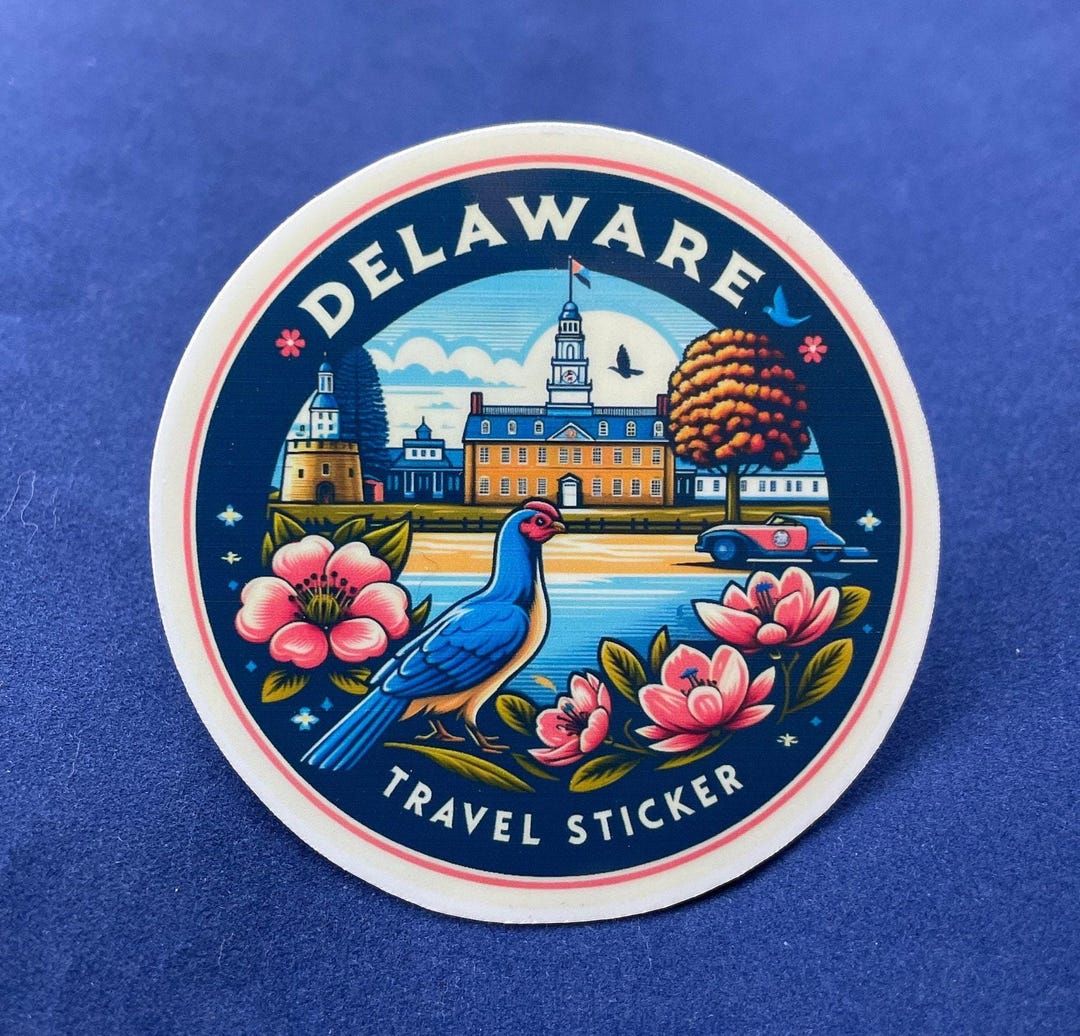 Delaware, Stickers, Weatherproof Sticker, Travel Journal, Suitcase ...