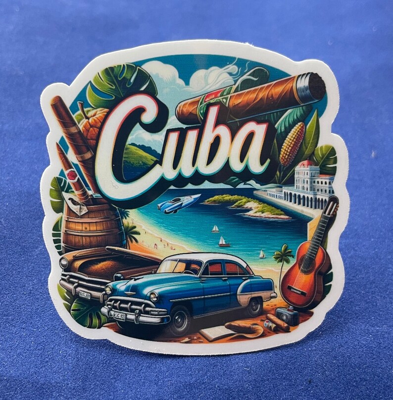 Cuba Travel Sticker // Cuban Decal for Suitcase, Laptop, Car or Water ...