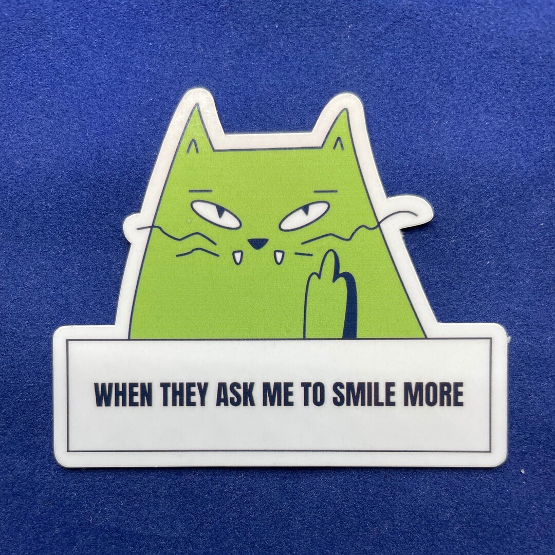 Cat With Middle Finger up | Funny Cat Decal | Mad Cat Decal ...