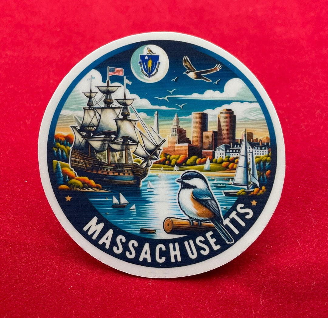 Massachusetts, Stickers, Weatherproof Sticker, Travel Journal, Suitcase ...