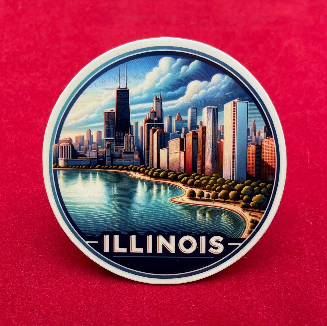 Illinois, Stickers, Weatherproof Sticker, Travel Journal, Suitcase ...