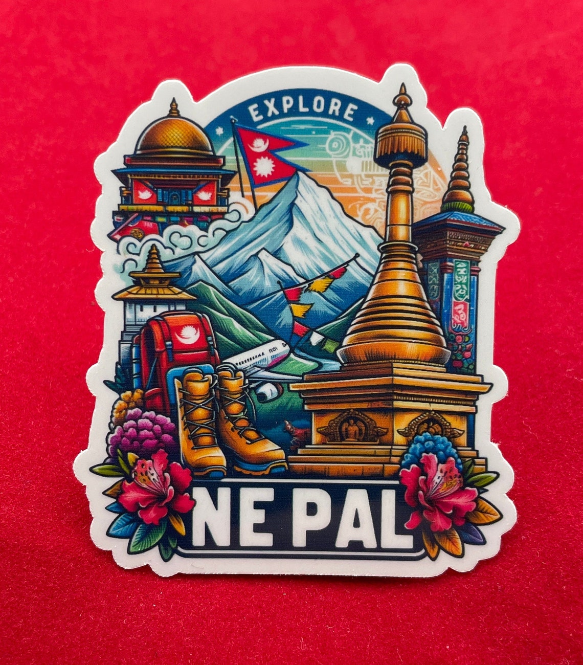 Nepal, Stickers, Weatherproof Sticker, Travel Journal, Suitcase Sticker ...
