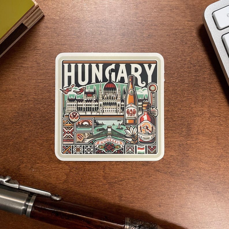 Hungary Travel Sticker, Budapest Illustration, Weatherproof Vinyl - Etsy
