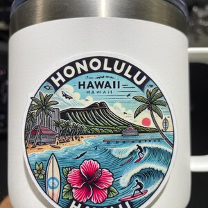 Honolulu, Hawaii, Stickers, Waterproof Sticker, Travel Journal ...