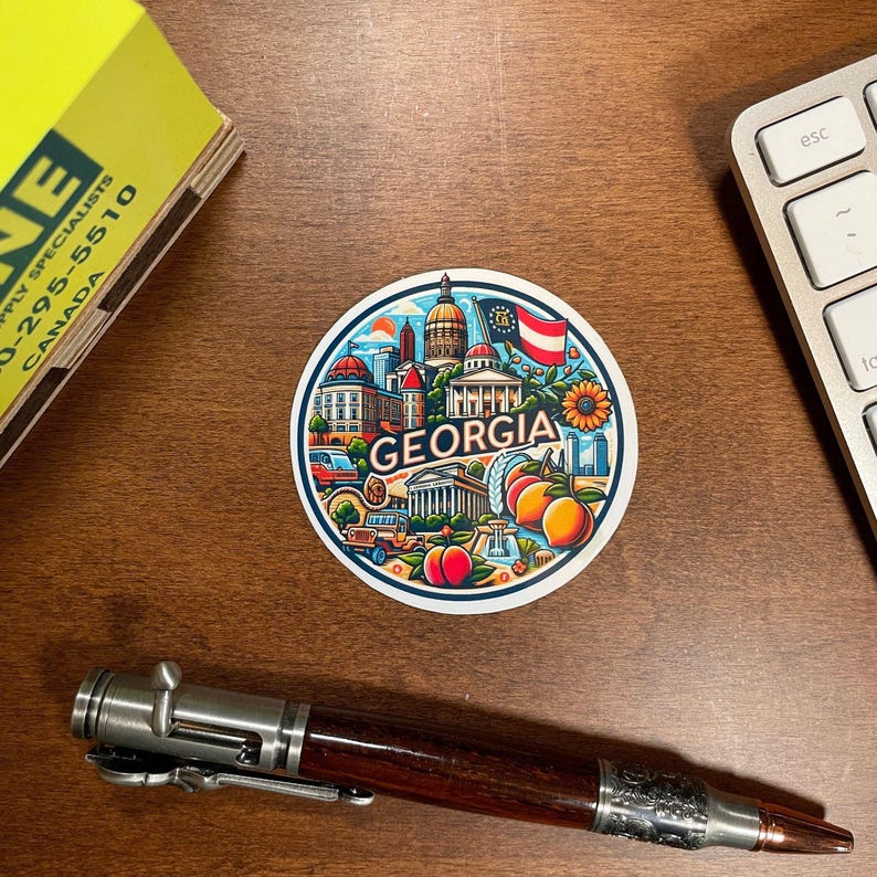 Georgia Travel Sticker, Peach State Souvenir, Weatherproof Vinyl - Etsy