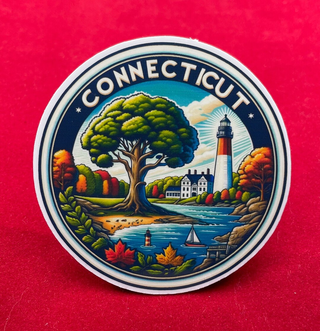 Connecticut, Stickers, Weatherproof Sticker, Travel Journal, Suitcase ...