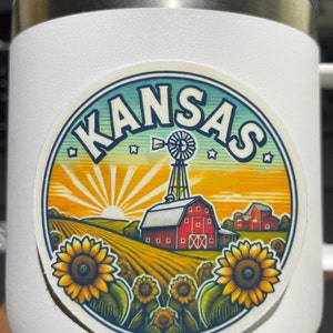 Kansas, Stickers, Weatherproof Sticker, Travel Journal, Suitcase ...