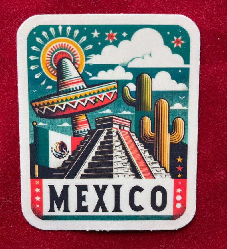 Mexico | Mexico Travel | Mexico Sticker | Waterproof Sticker | Vintage ...