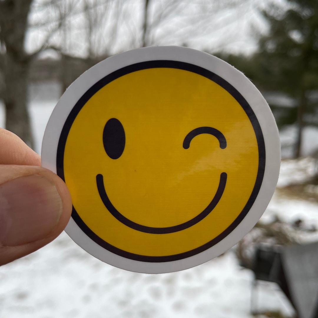 Emoji | Emoji Sticker| Winking | Winking Emoji Sticker | Waterproof ...