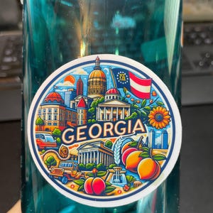 Georgia Travel Sticker, Peach State Souvenir, Weatherproof Vinyl - Etsy