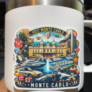 Monte Carlo, Monaco, Stickers, Weatherproof Sticker, Travel Journal ...
