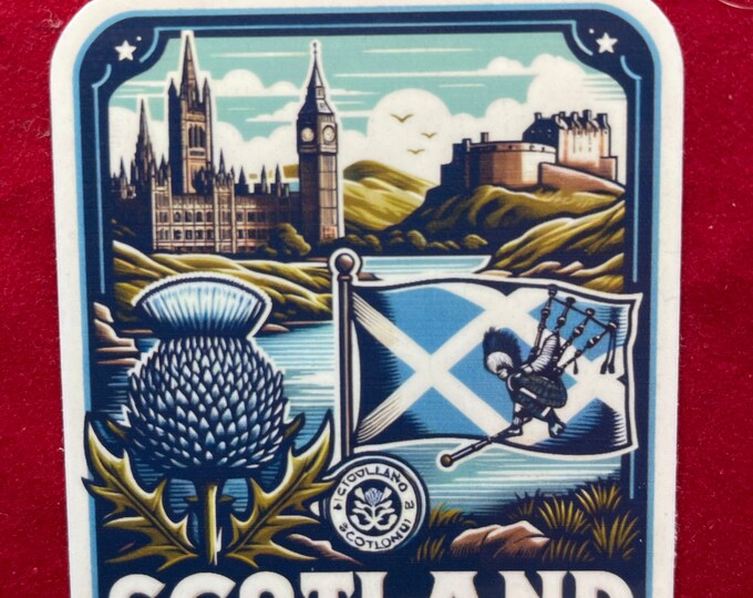 A5 Sticker Sheet Scotland Landmarks Vinyl Stickers Bright Scottish Map ...