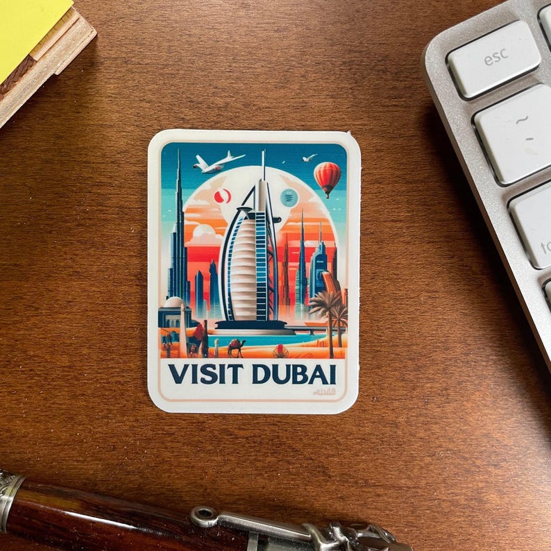 Dubai, Stickers, Weatherproof Sticker, Travel Journal, Suitcase Sticker ...