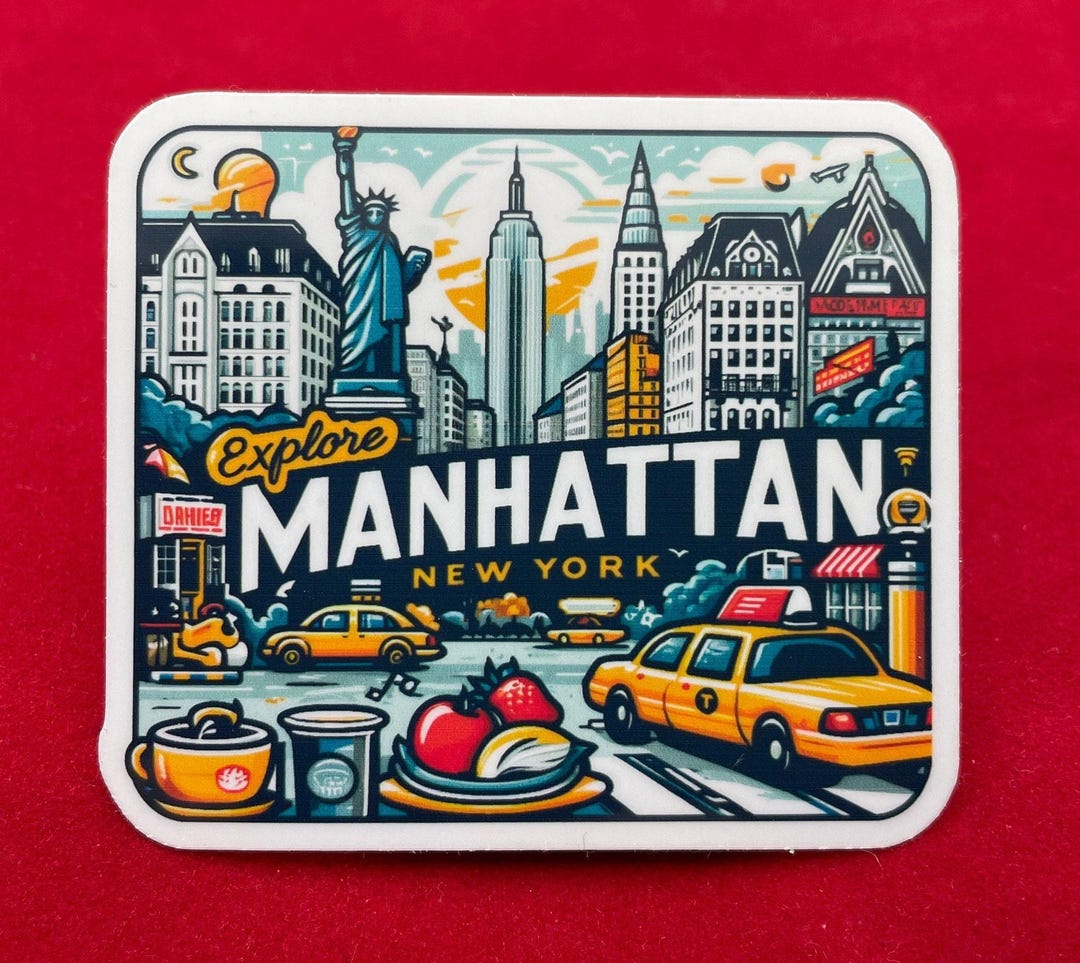 Manhatten,new York, Stickers, Weatherproof Sticker, Travel Journal ...