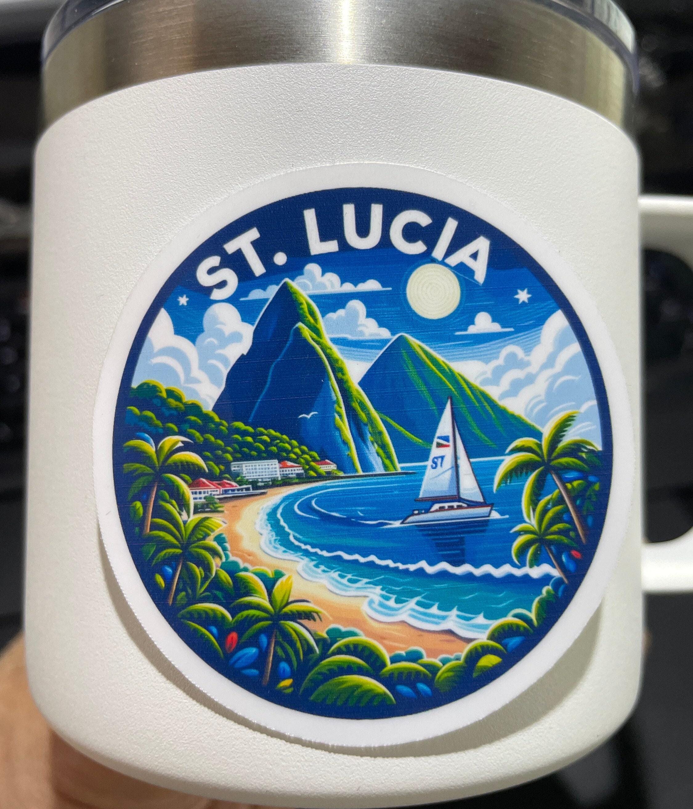St. Lucia, Stickers, Waterproof Sticker, Travel Journal, Suitcase ...
