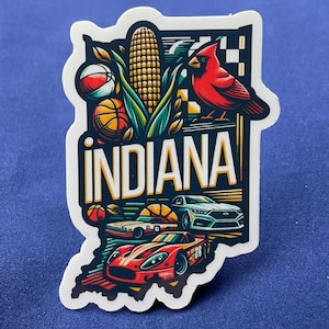 Indiana, Stickers, Weatherproof Sticker, Travel Journal, Suitcase ...