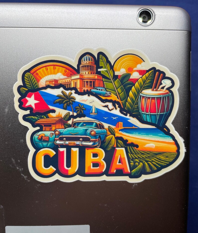 Cuba Travel Sticker // Cuban Decal for Suitcase, Laptop, Car or Water ...