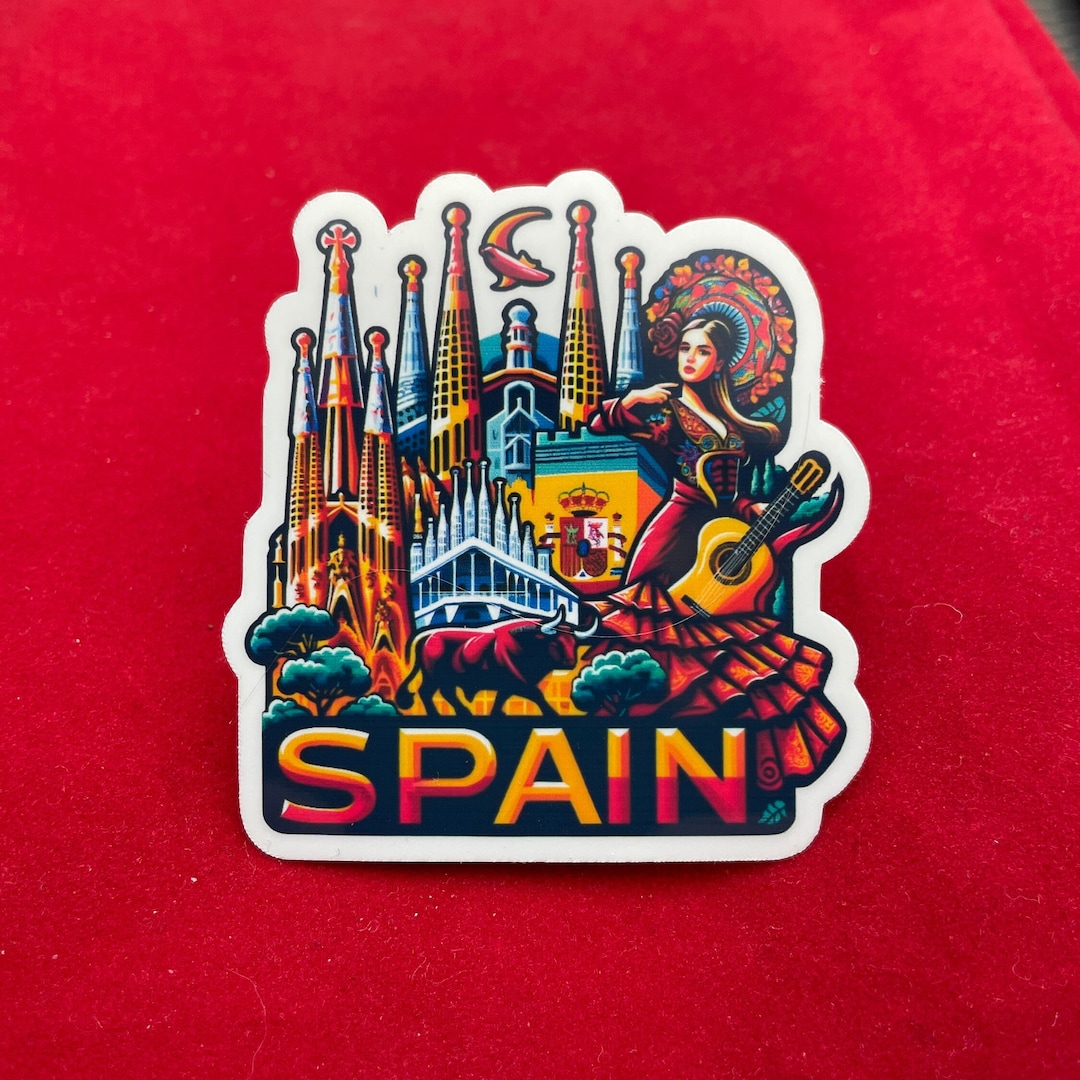 Spain, Stickers, Weatherproof Sticker, Travel Journal, Suitcase Sticker ...