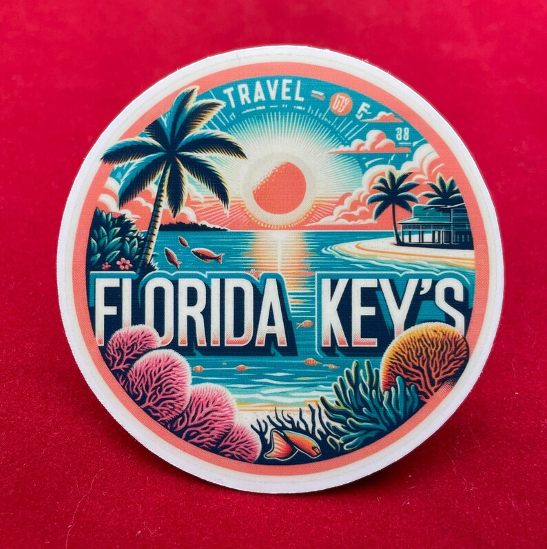 Florida Keys, Stickers, Weatherproof Sticker, Travel Journal, Suitcase ...