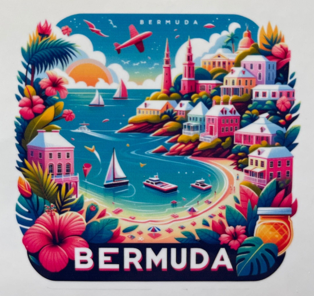 Bermuda | Bermuda Travel | Caribbean | Waterproof Sticker | Vintage ...