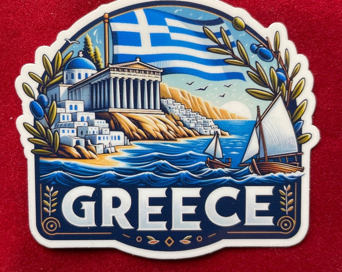 Greece Sticker, Santorini, Vinyl Sticker, Bubble-free, Travel Sticker ...