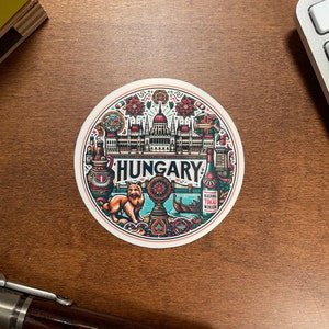 Hungary, Stickers, Weatherproof Sticker, Travel Journal, Suitcase Sticker, Luggage Stickers, Die ...