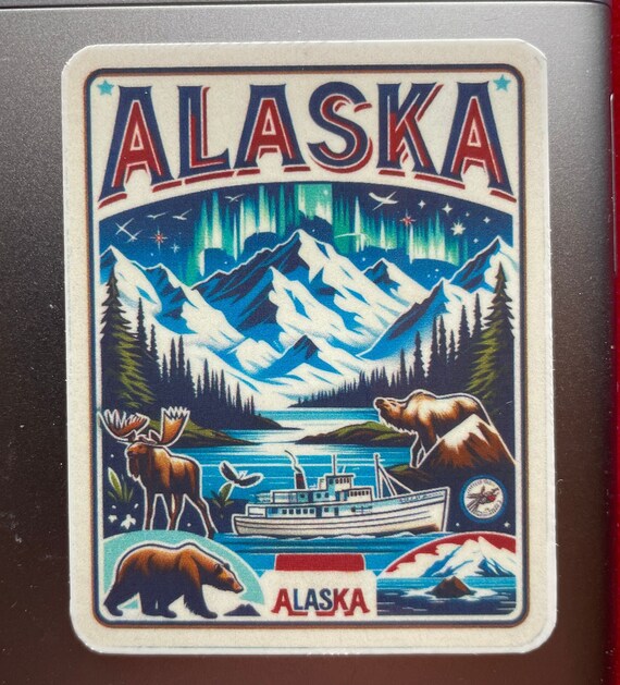 Alaska Travel Sticker Scrapbook Customs | Postage Map Alaska Scrapbook
