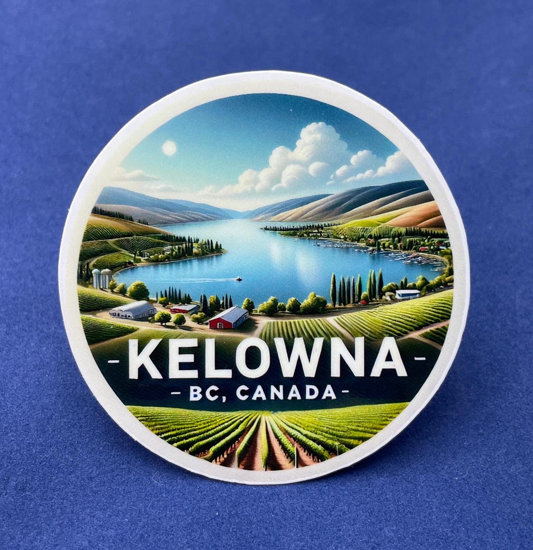 Kelowna, BC, Stickers, Weatherproof Sticker, Travel Journal, Suitcase ...