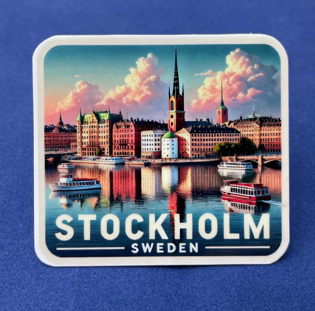 Stockholm, Sweden, Stickers, Weatherproof Sticker, Travel Journal ...