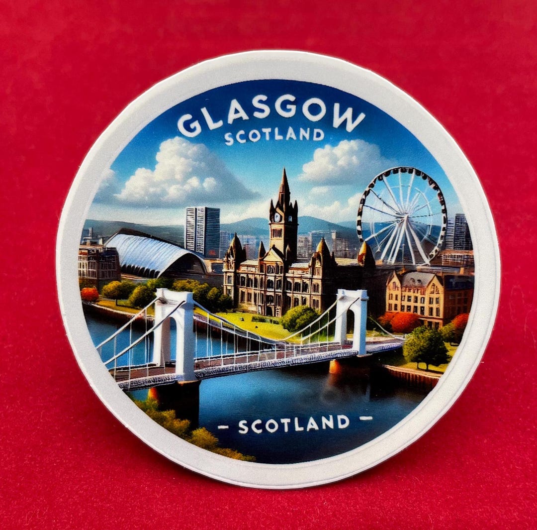 Glasgow, Scotland, Weatherproof Sticker, Travel Journal, Suitcase ...