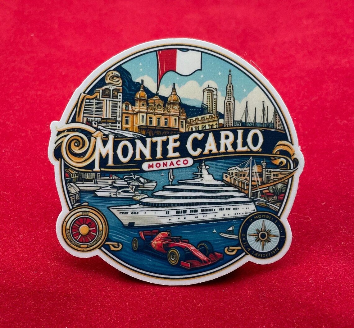 Monte Carlo, Monaco, Stickers, Weatherproof Sticker, Travel Journal ...