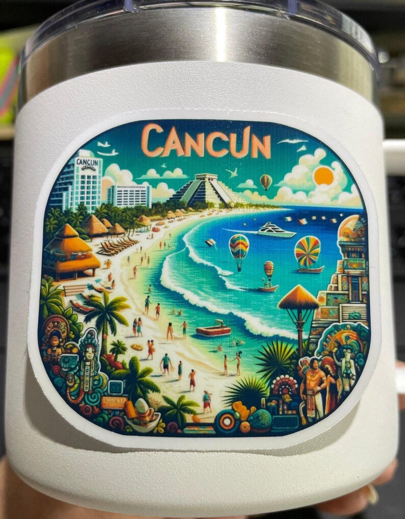 Cancun, Stickers, Waterproof Sticker, Travel Journal, Suitcase Sticker ...