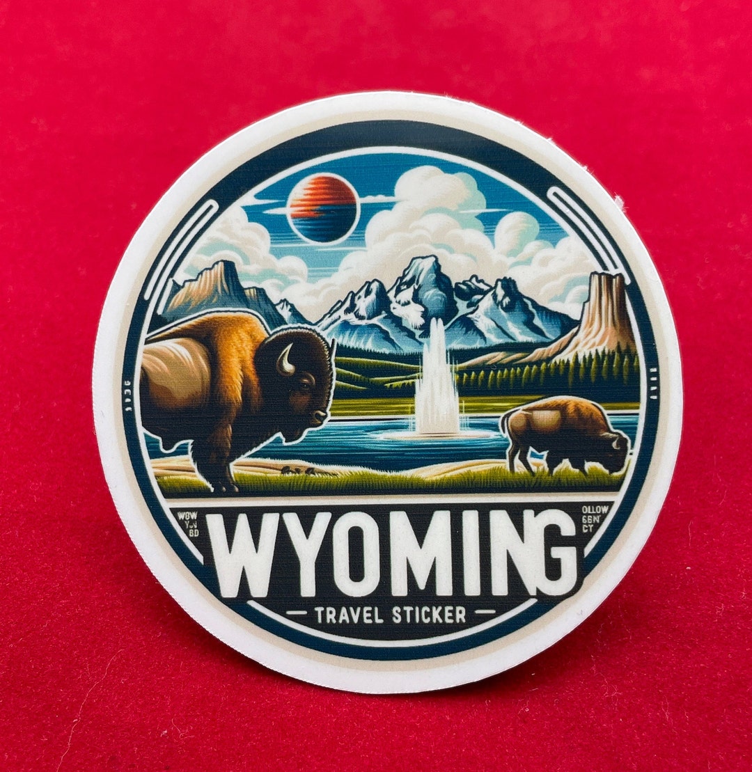 Wyoming, Stickers, Weatherproof Sticker, Travel Journal, Suitcase ...