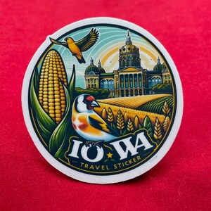 Iowa, Stickers, Weatherproof Sticker, Travel Journal, Suitcase Sticker ...